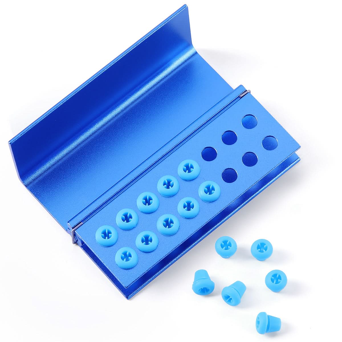Dental Burs Holder Block Autoclavable with Silicon Cover 10 Holes Blue