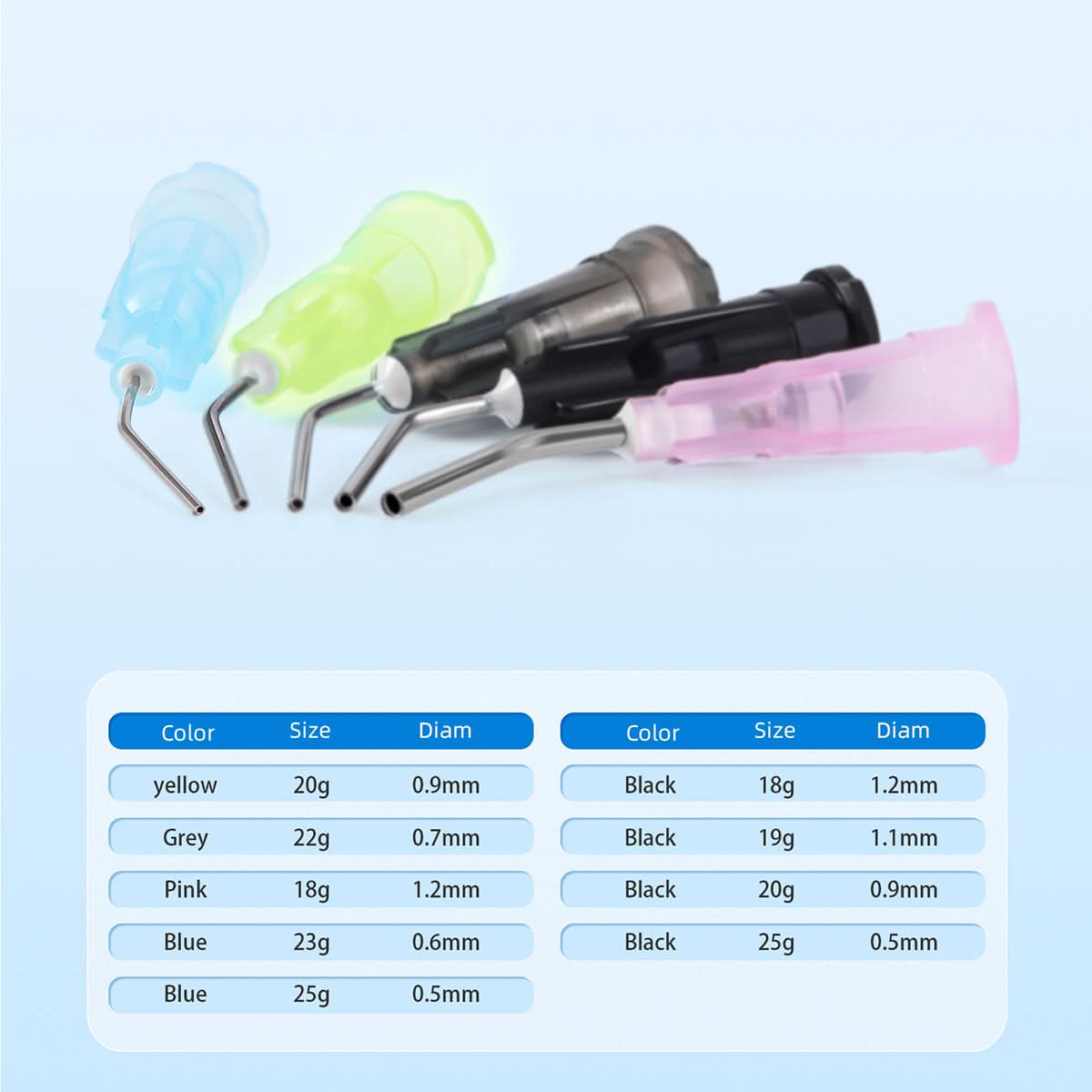 Disposable Dental Pre Bent Needle Tips 9 Models 100pcs/Pack