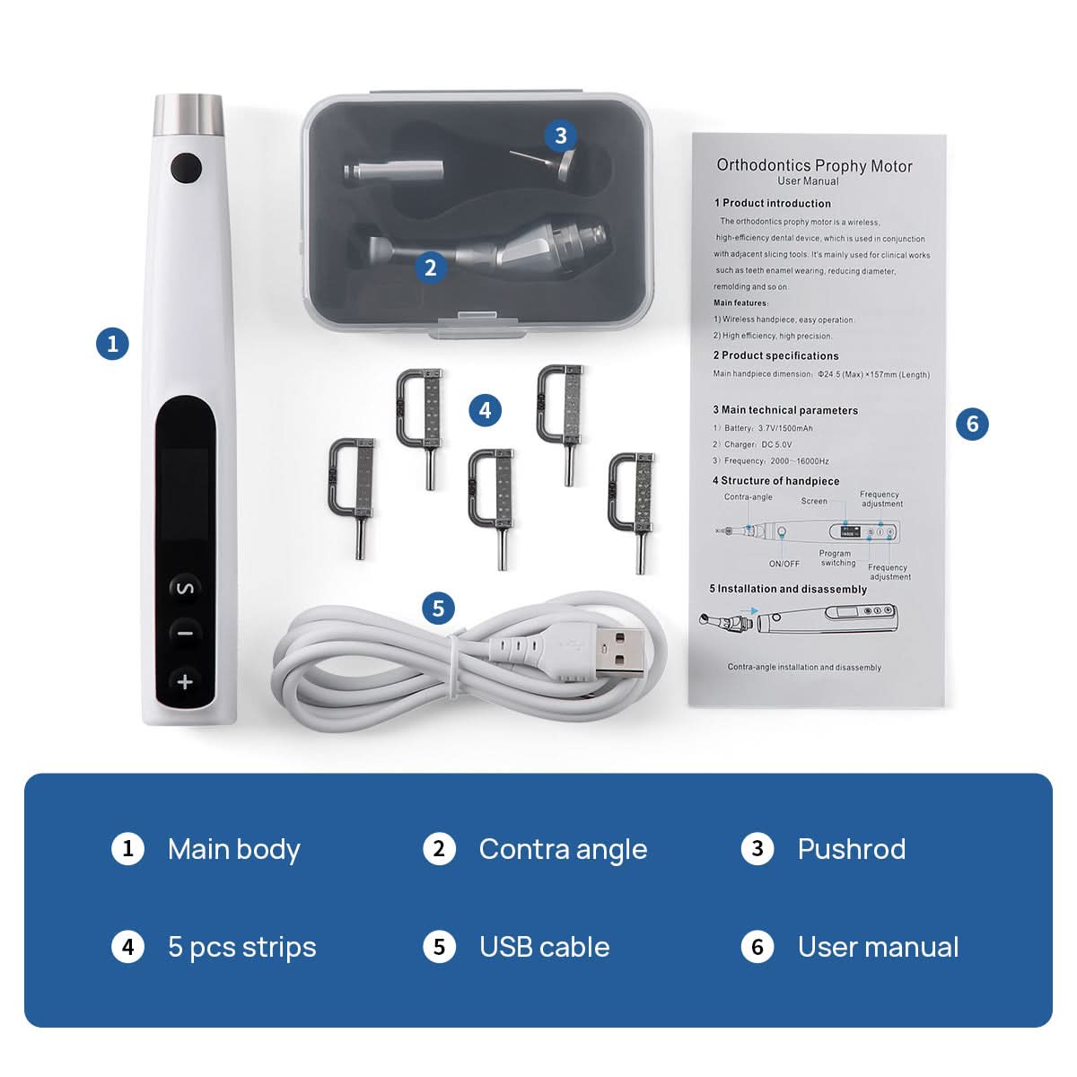 Wireless Electric Orthodontic Handpiece Interproximal System & 5pcs St