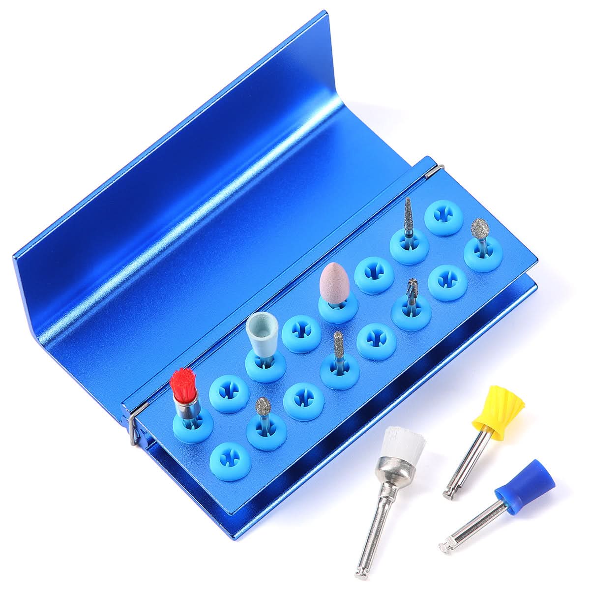 Dental Burs Holder Block Autoclavable with Silicon Cover 10 Holes Blue