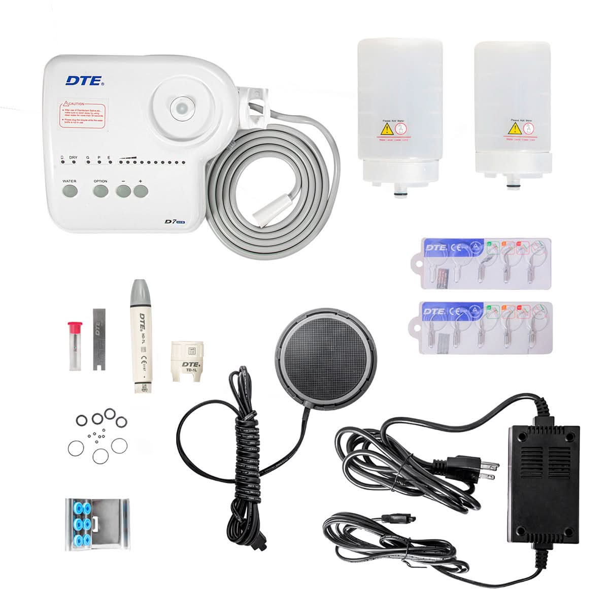 Woodpecker DTE D7 LED Ultrasonic Scaler Kit 8 Tips 2 Water Bottles