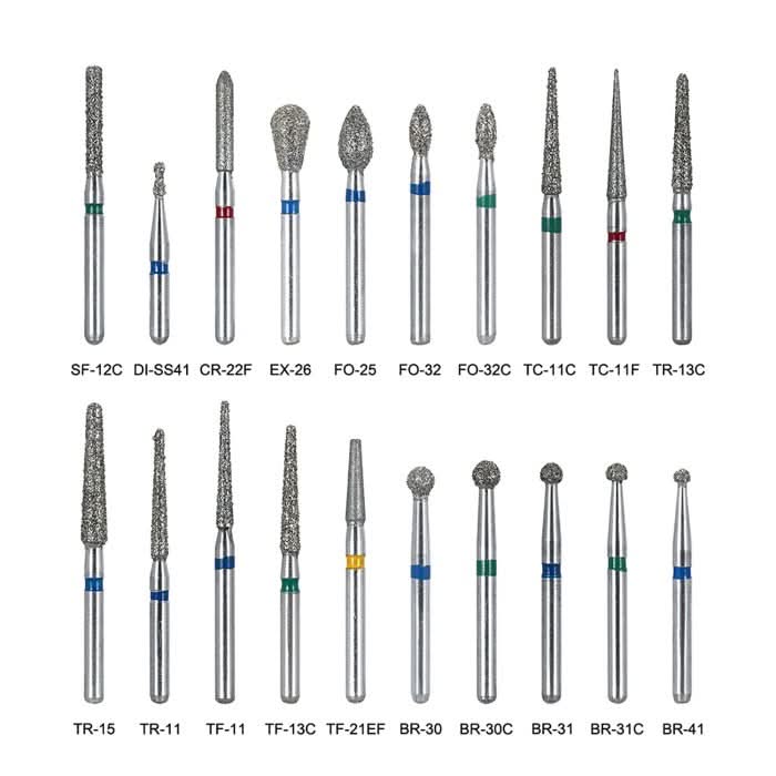 Dental Diamond Burs FG 1.6MM 20 Assorted Types 100pcs/Kit – pairaydental